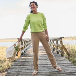 LANDS' END Straight Fit Freizeithose SPORT KNIT f&uuml;r Damen, Damen, size: regular, Beige, Baumwolle, by Lands' End