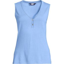 LANDS' END Top aus Leinenmix in Plus-Gr&ouml;&szlig;e f&uuml;r Damen, Damen, size: plus, Blau, Baumwolle/Leinen/Baumwoll-Mischung, by Lands' End
