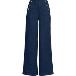 LANDS' END Soft Denim Matrosenjeans mit extraweitem Bein High Waist f&uuml;r Damen, Damen, size: regular, Blau, Elasthan/Polyester-Mischung, by Lands' End