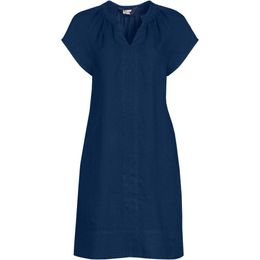 LANDS' END Leinenkleid mit Smok-Ausschnitt f&uuml;r Damen, Damen, size: regular, Blau, Leinen, by Lands' End