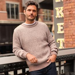 LANDS' END Rippstrick-Pullover f&uuml;r Herren, Herren, size: regular, Beige, Wolle/Polyester/Polyacryl, by Lands' End