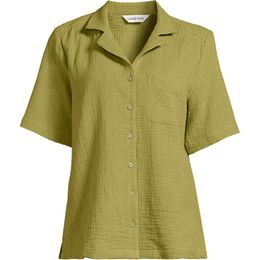 LANDS' END Kurz&auml;rmelige Musselin-Bluse in Petite-Gr&ouml;&szlig;e, Damen, size: petite, Gr&uuml;n, Baumwolle, by Lands' End