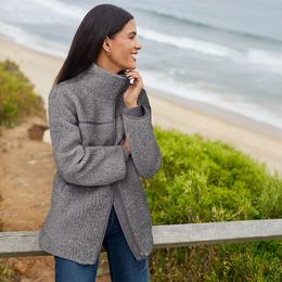 LANDS' END Sherpa-Fleecejacke f&uuml;r Damen, Damen, size: regular, Grau, Polyester, by Lands' End