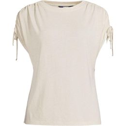 LANDS' END Leinenmix-Shirt mit geraffter Schulter f&uuml;r Damen, Damen, size: regular, Beige, Leinen/Viskose, by Lands' End