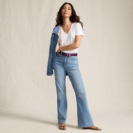 LANDS' END Soft Denim Schlagjeans High Waist, Damen, size: regular, Blau, Elasthan/Baumwoll-Mischung, by Lands' End