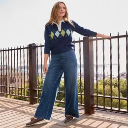 LANDS' END Starfish Knit-Jeans mit weitem Bein in Petite-Gr&ouml;&szlig;e, Damen, size: petite, Blau, Baumwoll-Mischung/Polyester-Mischung, by Lands' End