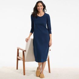 LANDS' END Wadenlanges Langarm-Nachthemd aus reiner Baumwolle f&uuml;r Damen, Damen, size: regular, Blau, Baumwolle, by Lands' End