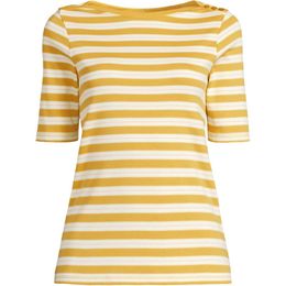 LANDS' END Supima-Shirt aus Baumwolle mit U-Boot-Ausschnitt in Petite-Gr&ouml;&szlig;e f&uuml;r Damen, Damen, size: petite, Gelb, Baumwolle, by Lands' End