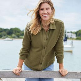 LANDS' END Baumwollmix-Jacke im Waffelstrick f&uuml;r Damen, Damen, size: regular, Gr&uuml;n, Baumwoll-Mischung/Polyester-Mischung, by Lands' End