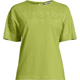 LANDS' END Flammgarn-Shirt mit Stickereien f&uuml;r Damen, Damen, size: regular, Gr&uuml;n, Baumwolle, by Lands' End