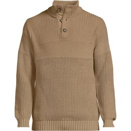 LANDS' END Strukturierter Troyer-Pullover Drifter f&uuml;r Herren, Herren, size: regular, Braun, Baumwolle, by Lands' End