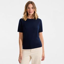 LANDS' END Merinopullover mit kurzen &Auml;rmeln f&uuml;r Damen, Damen, size: regular, Blau, Wolle, by Lands' End