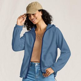 LANDS' END Anyweather Fleece-Jacke mit Kapuze f&uuml;r Damen in Petite-Gr&ouml;&szlig;e, Damen, size: petite, Blau, Polyester, by Lands' End
