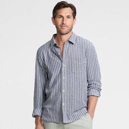 LANDS' END Langarm-Oxfordhemd aus Piqu&eacute;, Classic Fit, Herren, size: regular, Blau, Baumwolle, by Lands' End