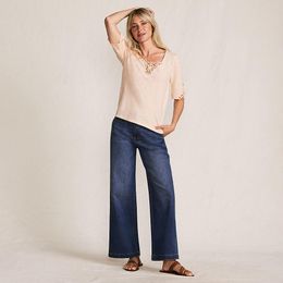LANDS' END Flammgarn-Shirt mit Lochspitze f&uuml;r Damen, Damen, size: regular, Pink, Baumwolle, by Lands' End