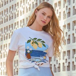 LANDS' END Grafik-Shirt f&uuml;r Damen, Damen, size: regular, Gelb, Baumwolle, by Lands' End