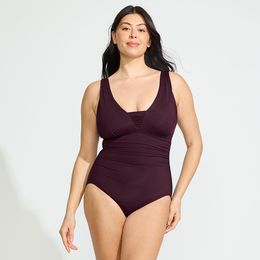 Shape-Badeanzug mit V-Ausschnitt SLENDER in Plus-Gr&ouml;&szlig;e, Damen, size: plus, Lila, Elasthan/Nylon-Mischung, by Lands' End