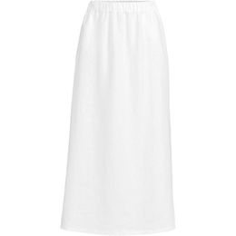 LANDS' END Premium Reinleinen-Midirock mit Elastikbund f&uuml;r Damen in Petite-Gr&ouml;&szlig;e, Damen, size: petite, Wei&szlig;, Leinen, by Lands' End