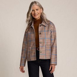 LANDS' END Hemdjacke Wool Touch Gemustert f&uuml;r Damen in Petite-Gr&ouml;&szlig;e, Damen, size: petite, Elfenbein, Polyester, by Lands' End