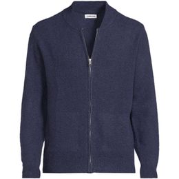 LANDS' END Wool Touch Cardigan mit Rei&szlig;verschluss f&uuml;r Herren, Herren, size: regular, Blau, Wolle/Polyester/Nylon, by Lands' End