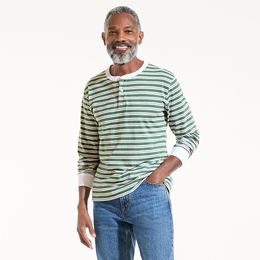 LANDS' END Super-T Langarm-Henleyshirt f&uuml;r Herren, Classic Fit, Herren, size: regular, Gr&uuml;n, Baumwolle, by Lands' End