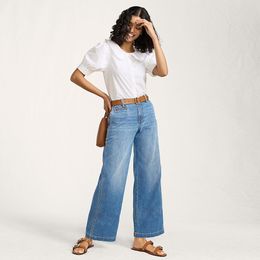LANDS' END Kn&ouml;chellange Mid Waist Jeans mit weitem Bein, Damen, size: regular, Blau, Baumwolle/Elasthan/Polyester, by Lands' End
