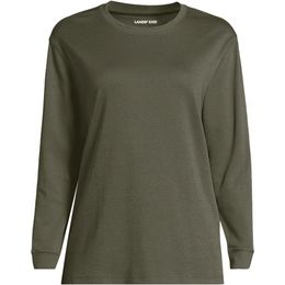LANDS' END Lang&auml;rmeliges Supima Rundhalsshirt aus Interlock-Baumwolle, Damen, size: regular, Gr&uuml;n, Baumwolle/Elasthan, by Lands' End