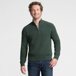 LANDS' END DRIFTER Pullover mit Rei&szlig;verschluss in Tall-Gr&ouml;&szlig;e, Herren, size: tall, Gr&uuml;n, Baumwolle, by Lands' End