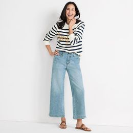 LANDS' END Kn&ouml;chellange Mid Waist Jeans mit weitem Bein in Petite-Gr&ouml;&szlig;e, Damen, size: petite, Blau, Baumwolle/Elasthan/Polyester, by Lands' End