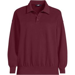 LANDS' END Serious Sweats Polopullover in Petite-Gr&ouml;&szlig;e, Damen, size: petite, Rot, Baumwoll-Mischung/Polyester-Mischung, by Lands' End