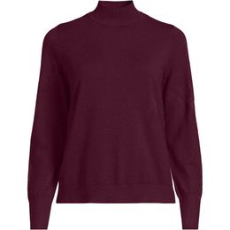 LANDS' END Stehkragenpullover mit &Auml;rmelkn&ouml;pfen f&uuml;r Damen in Petite-Gr&ouml;&szlig;e, Damen, size: petite, Rot, by Lands' End