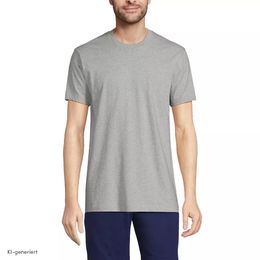 LANDS' END Kurzarm-Shirt mit Rundhalsausschnitt f&uuml;r Herren (3er-Set) in Tall-Gr&ouml;&szlig;e, Herren, size: tall, Grau, Baumwolle, by Lands' End