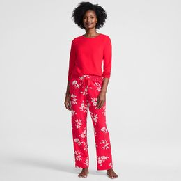 LANDS' END Gemustertes Pyjama-Set aus Baumwoll-Jersey, Damen, size: regular, Rot, Elasthan/Baumwoll-Mischung, by Lands' End