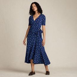 LANDS' END Wickelkleid aus Baumwoll/Modalmix mit kurzen &Auml;rmeln f&uuml;r Damen, Damen, size: regular, Blau, Elasthan/Baumwoll-Mischung/Synthetic-blend, by Lands' End