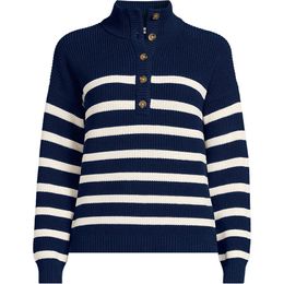 LANDS' END Henley-Pullover Drifter mit Knopfreihe in Plus-Gr&ouml;&szlig;e, Damen, size: plus, Blau, Baumwolle, by Lands' End