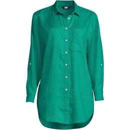 LANDS' END Tunikahemd aus Leinen mit Roll&auml;rmeln f&uuml;r Damen in Petite-Gr&ouml;&szlig;e, Damen, size: petite, Gr&uuml;n, Leinen, by Lands' End