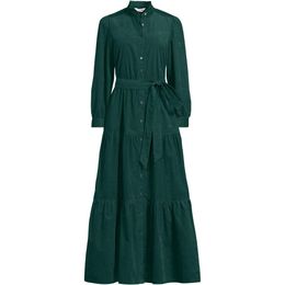 LANDS' END Feincord-Maxikleid mit Stufenrock in Plus-Gr&ouml;&szlig;e, Damen, size: plus, Gr&uuml;n, Baumwolle, by Lands' End