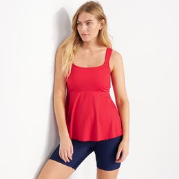 LANDS' END Ausgestelltes Tankinitop mit U-Ausschnitt f&uuml;r Damen, Damen, size: regular, Rot, Elasthan/Polyester-Mischung/Nylon-Mischung, by Lands' End