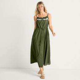 LANDS' END Besticktes Baumwollkleid f&uuml;r Damen, Damen, size: regular, Gr&uuml;n, Baumwolle, by Lands' End