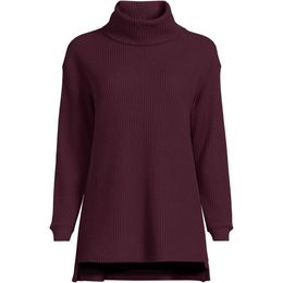 LANDS' END Langer Waffelstrick-Pullover mit Wasserfallkragen in Plus-Gr&ouml;&szlig;e, Damen, size: plus, Rot, Baumwoll-Mischung/Polyester-Mischung, by Lands' End