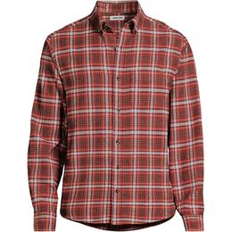 LANDS' END Flanellhemd Flagship Classic Fit in Tall-Gr&ouml;&szlig;e, Herren, size: tall, Rot, Baumwolle, by Lands' End