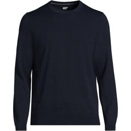 LANDS' END Rundhals-Pullover aus Baumwoll-Feinstrick f&uuml;r Herren, Herren, size: regular, Blau, Baumwolle, by Lands' End