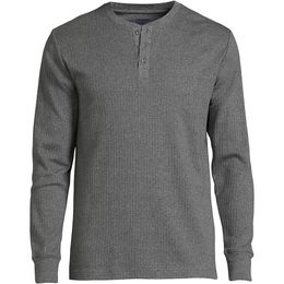 LANDS' END Henley-Schlafshirt f&uuml;r Herren, Herren, size: regular, Grau, Baumwolle, by Lands' End