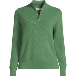 LANDS' END Merino-Pullover mit Rei&szlig;verschluss f&uuml;r Damen in Petite-Gr&ouml;&szlig;e, Damen, size: petite, Gr&uuml;n, Wolle, by Lands' End