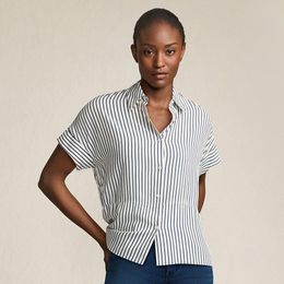 LANDS' END Kurzarm-Hemdbluse f&uuml;r Damen, Damen, size: regular, Blau, Viskose, by Lands' End