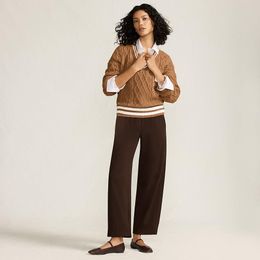 LANDS' END Sport Knit Barrel-Hose High Waist f&uuml;r Damen, Damen, size: regular, Braun, Baumwolle, by Lands' End