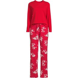 LANDS' END Gemustertes Pyjama-Set aus Baumwoll-Jersey f&uuml;r Damen in Plus-Gr&ouml;&szlig;e, Damen, size: plus, Rot, Elasthan/Baumwoll-Mischung, by Lands' End
