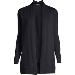 LANDS' END Offener Cardigan f&uuml;r Damen, Damen, size: regular, Schwarz, Baumwolle, by Lands' End