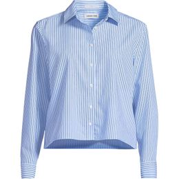 LANDS' END Kurze, b&uuml;gelfreie Hemdbluse f&uuml;r Damen, Damen, size: regular, Blau, Baumwolle, by Lands' End
