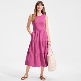 LANDS' END Flammgarn-Maxikleid aus reiner Baumwolle f&uuml;r Damen, Damen, size: regular, Pink, Baumwolle, by Lands' End